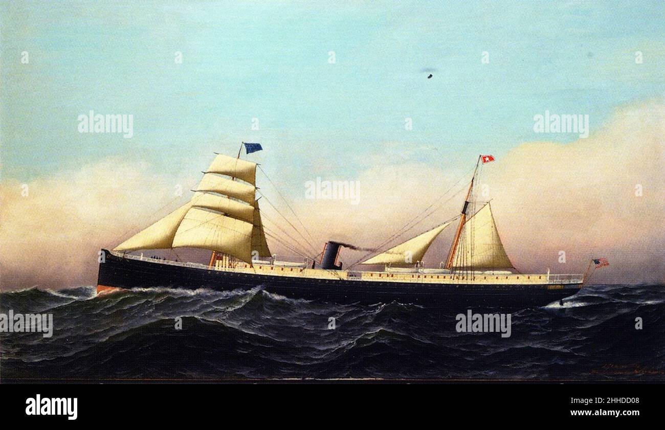 SS Columbia Full Sail Stock Photo - Alamy