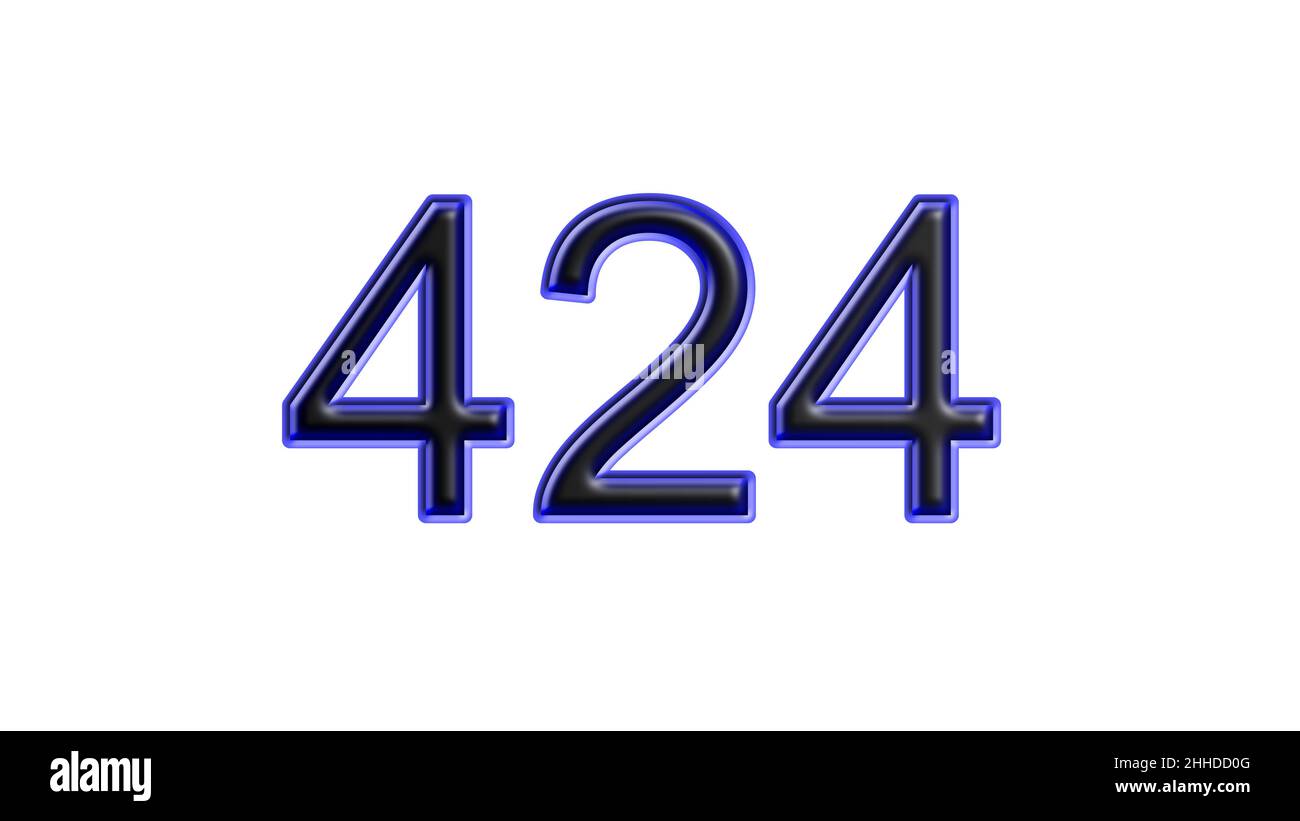 blue 424 number 3d effect white background Stock Photo - Alamy