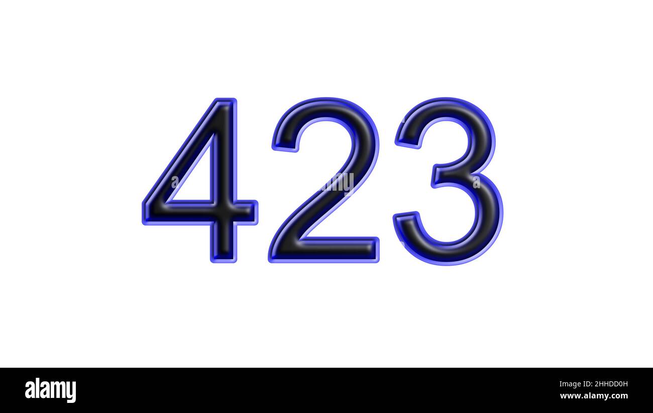 blue 423 number 3d effect white background Stock Photo - Alamy