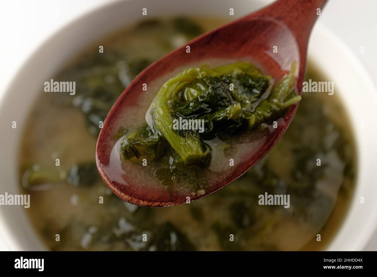 Mallow miso soup on a white background Stock Photo - Alamy