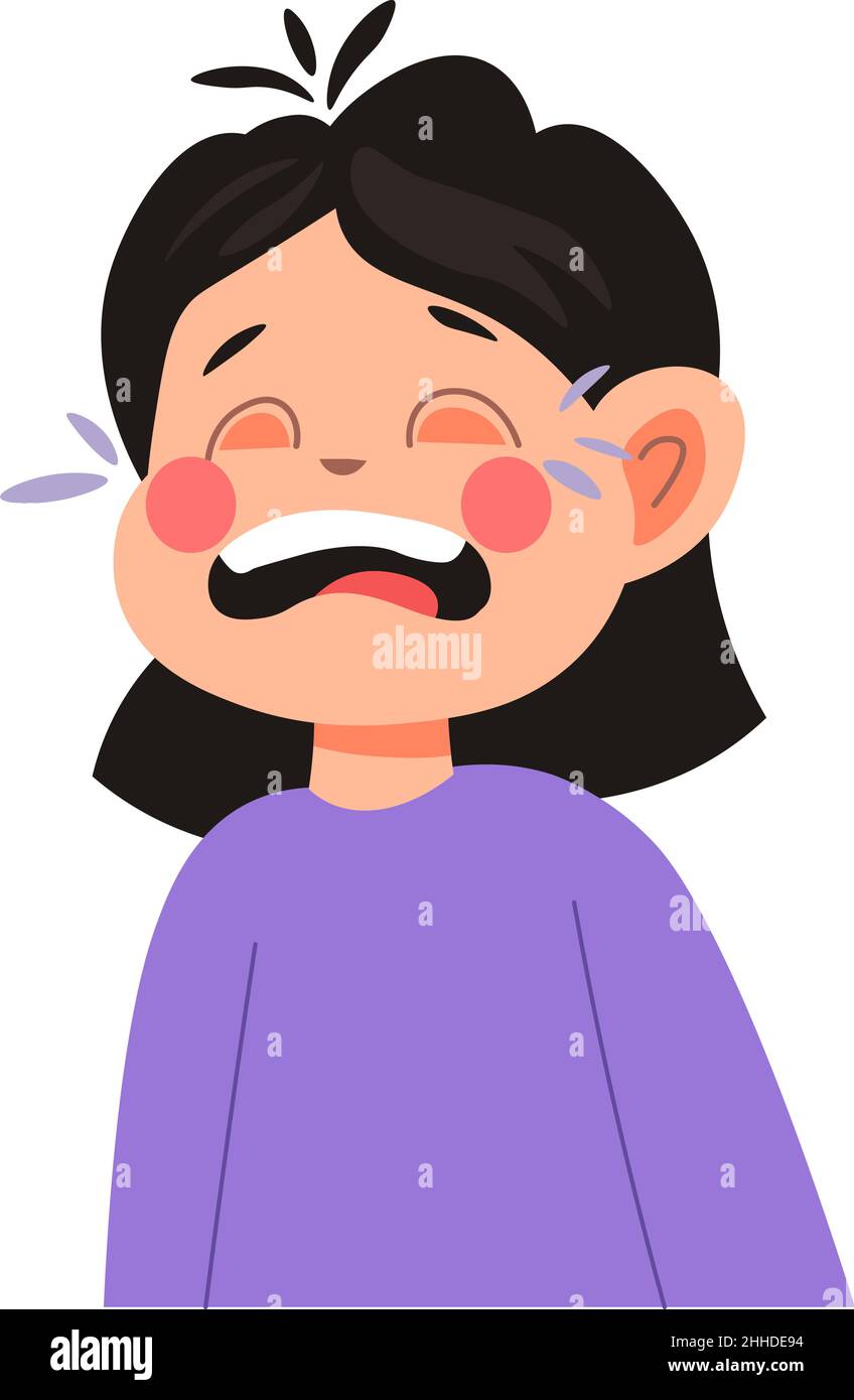 Laughing girl child, funny kid with tears of joy Stock Vector Image ...