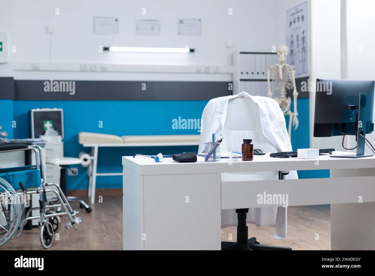 Empty medical office equipped with health care equipment ready for ...