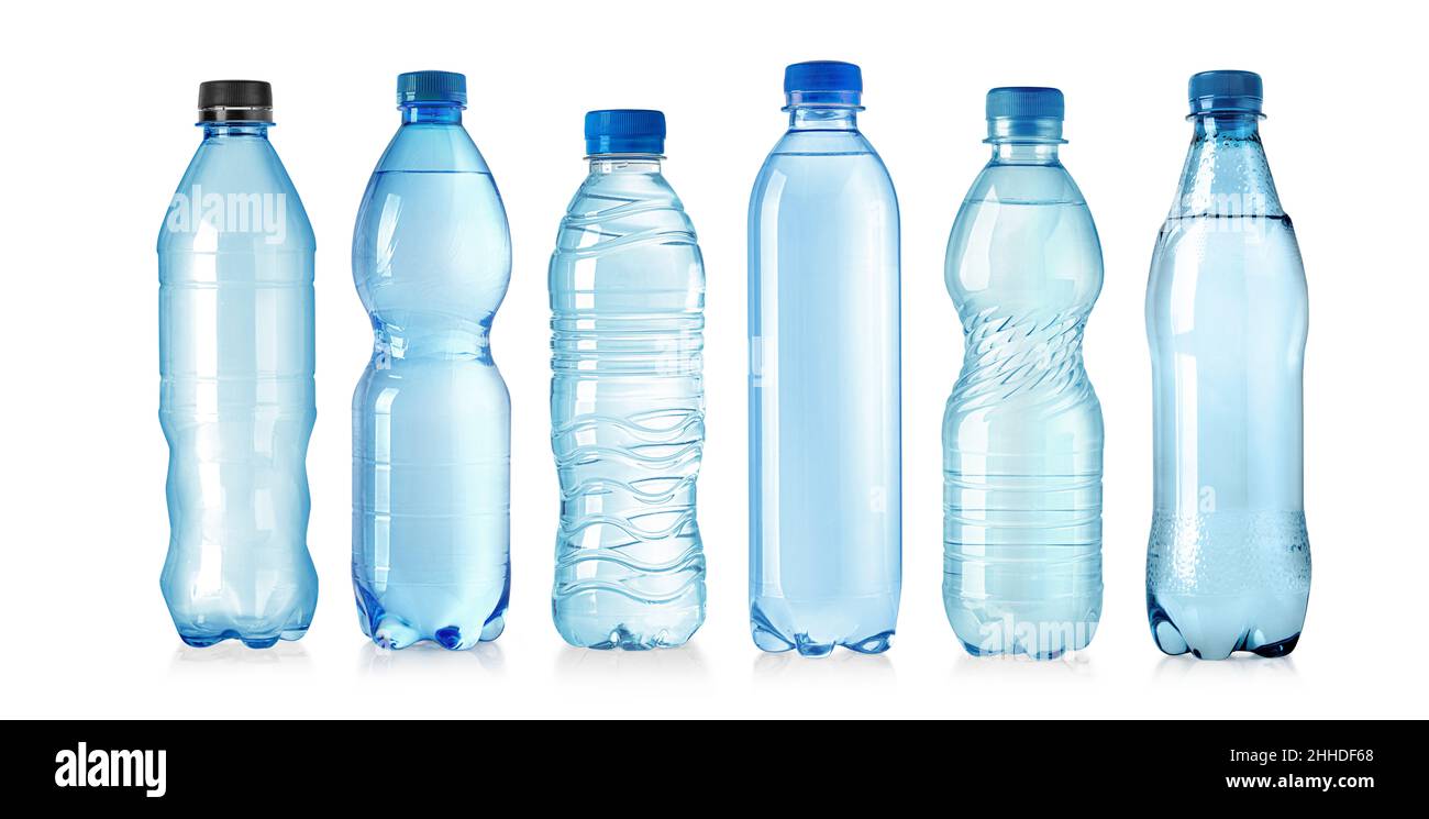 Set of plastic bottles with lids isolated on white background Stock ...