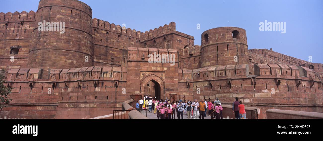 Agra fort panoramic exterior india Stock Photo - Alamy