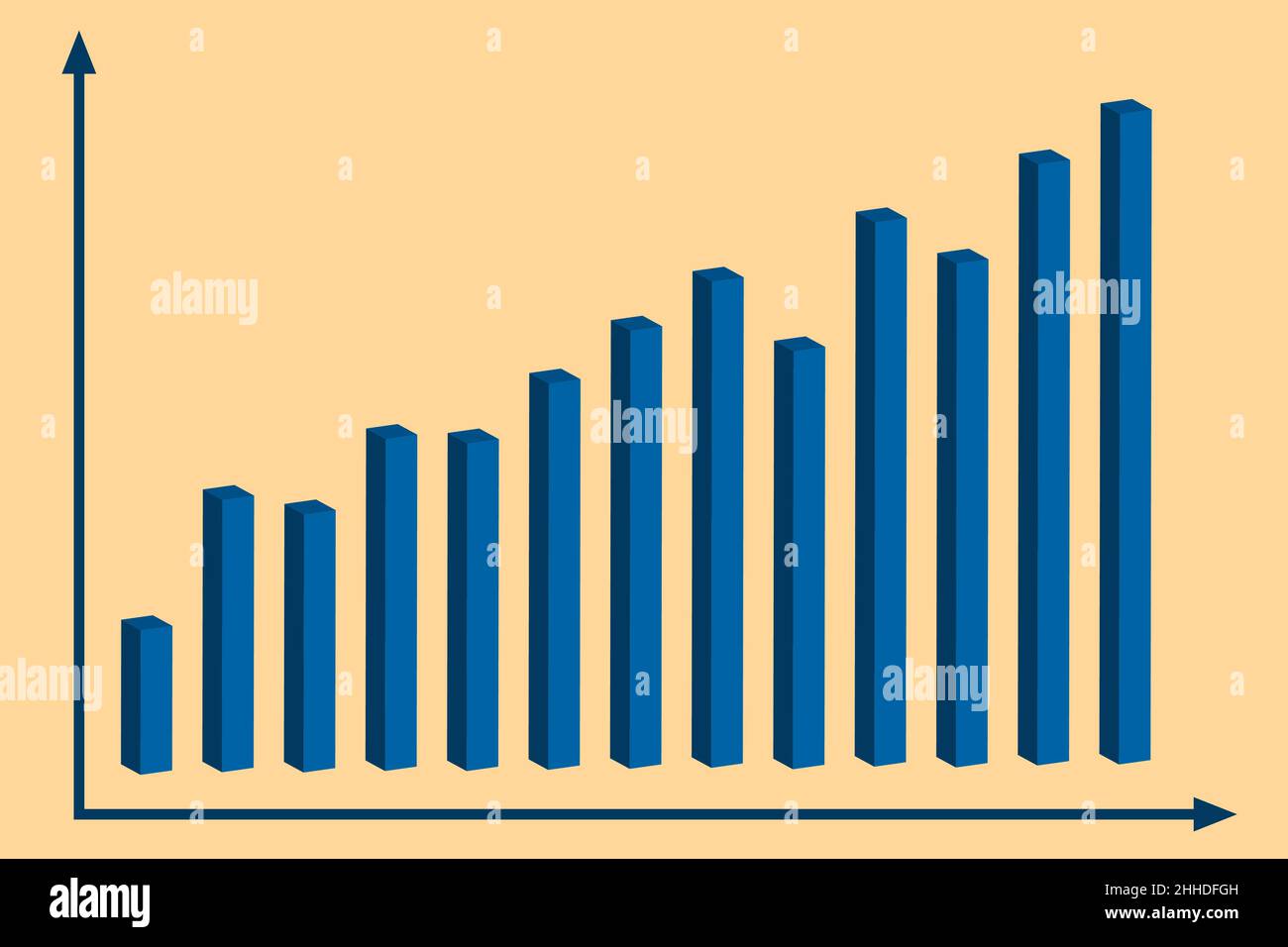 Business graph with increase report. Diagram with rise and gain ...