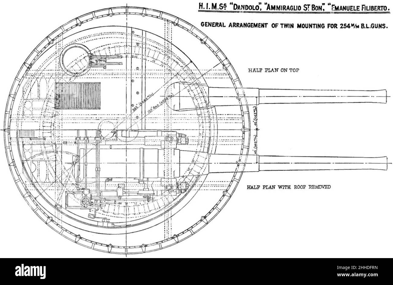 St Bon 10 inch gun turret plan Stock Photo - Alamy