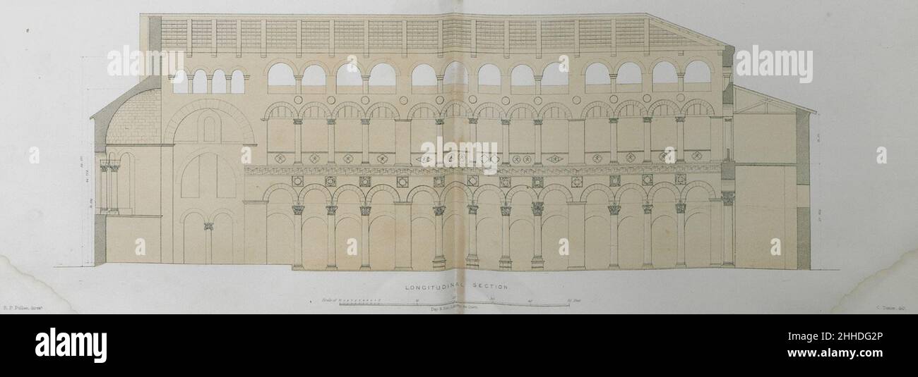 St Demetrius, Thessalonica Longitudinal section - Texier Charles - 1864 ...
