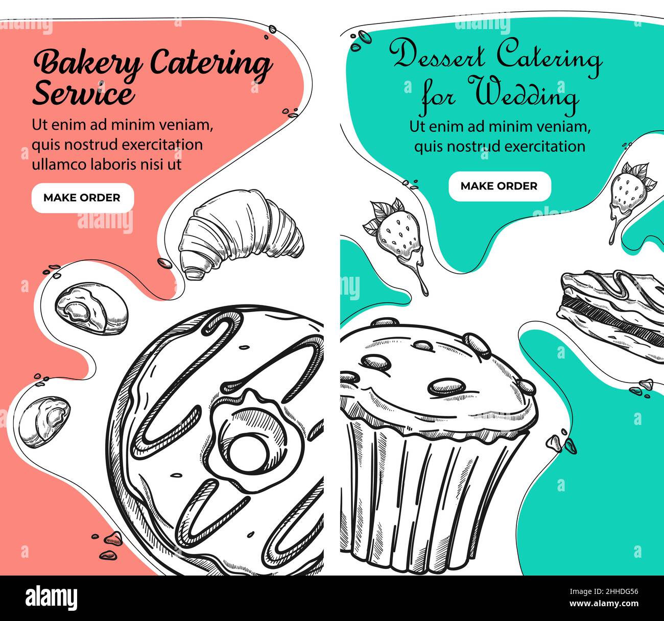 Bakery catering service, sweets for wedding vector Stock Vector Image ...