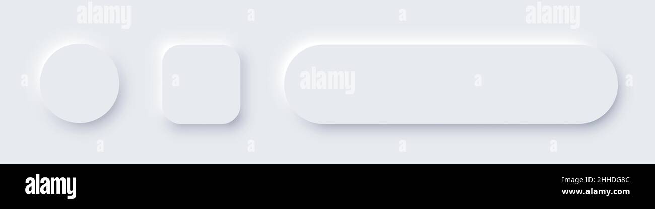 Neumorphism button design set vector illustration. Slider element for website, mobile app menu ...