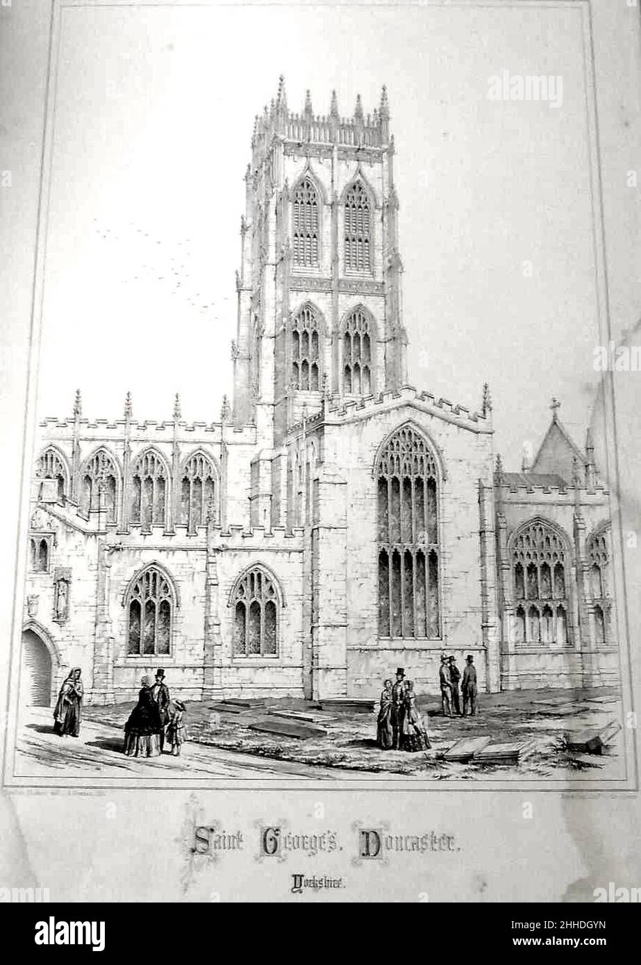 St George's Parish Church Doncaster - drawing Stock Photo - Alamy