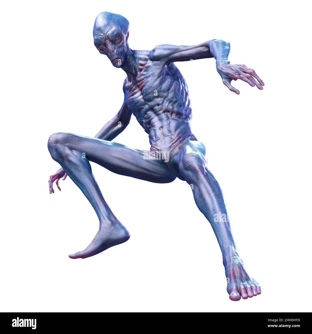 3D rendering of a blue male alien isolated on white background Stock ...