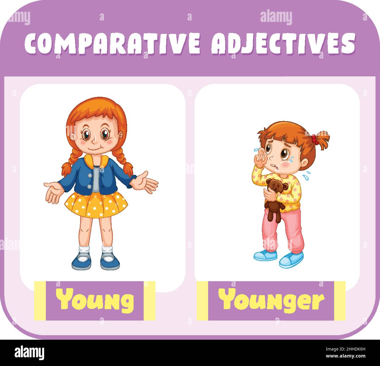 Comparative Adjectives for word young illustration Stock Vector Image ...