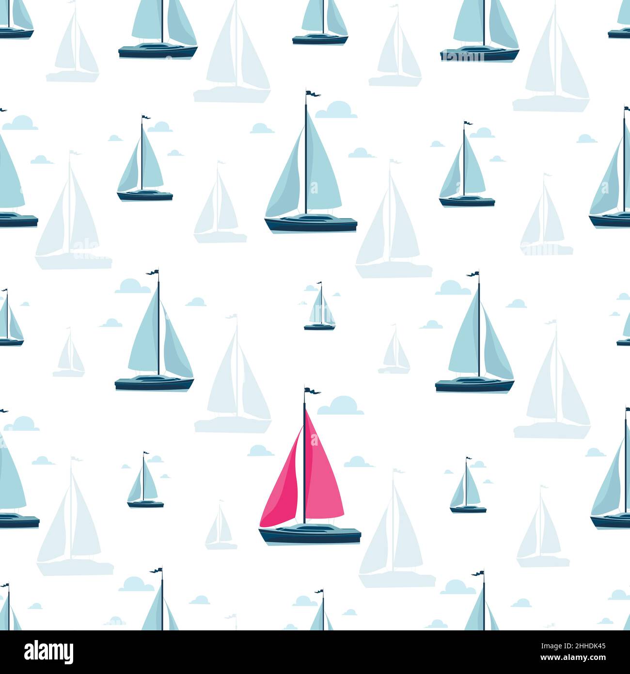 Sailboat background. Yacht club. Sailboat side view. Seamless pattern ...