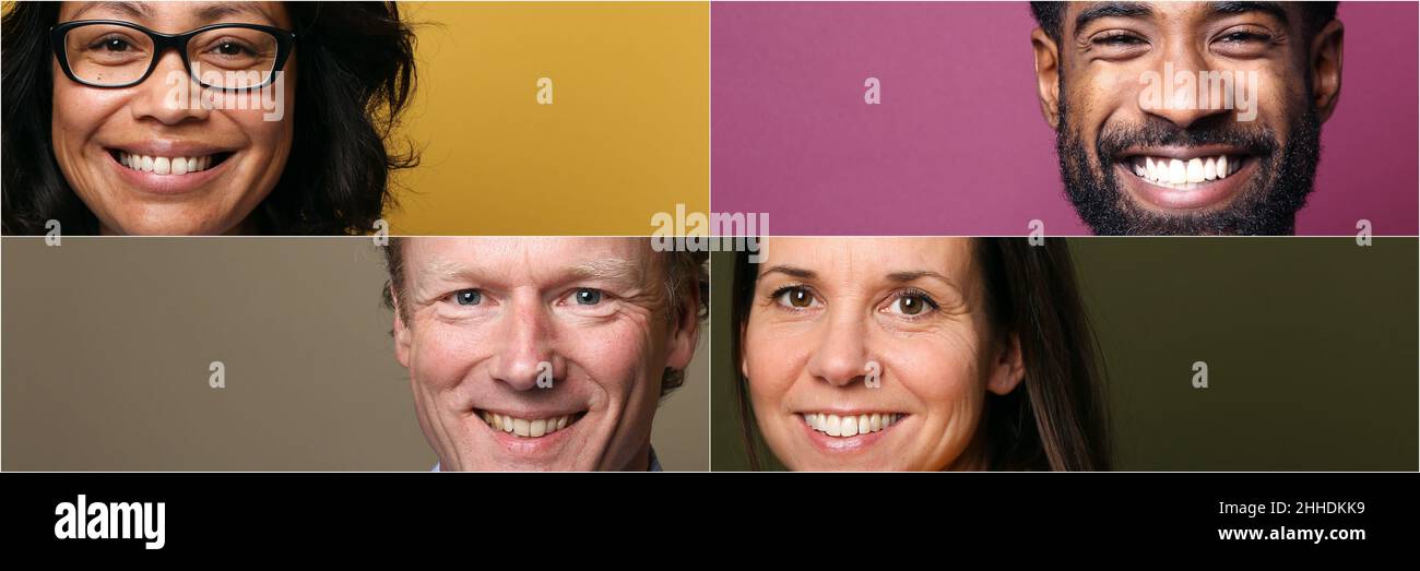 Group of people in a collage Stock Photo - Alamy