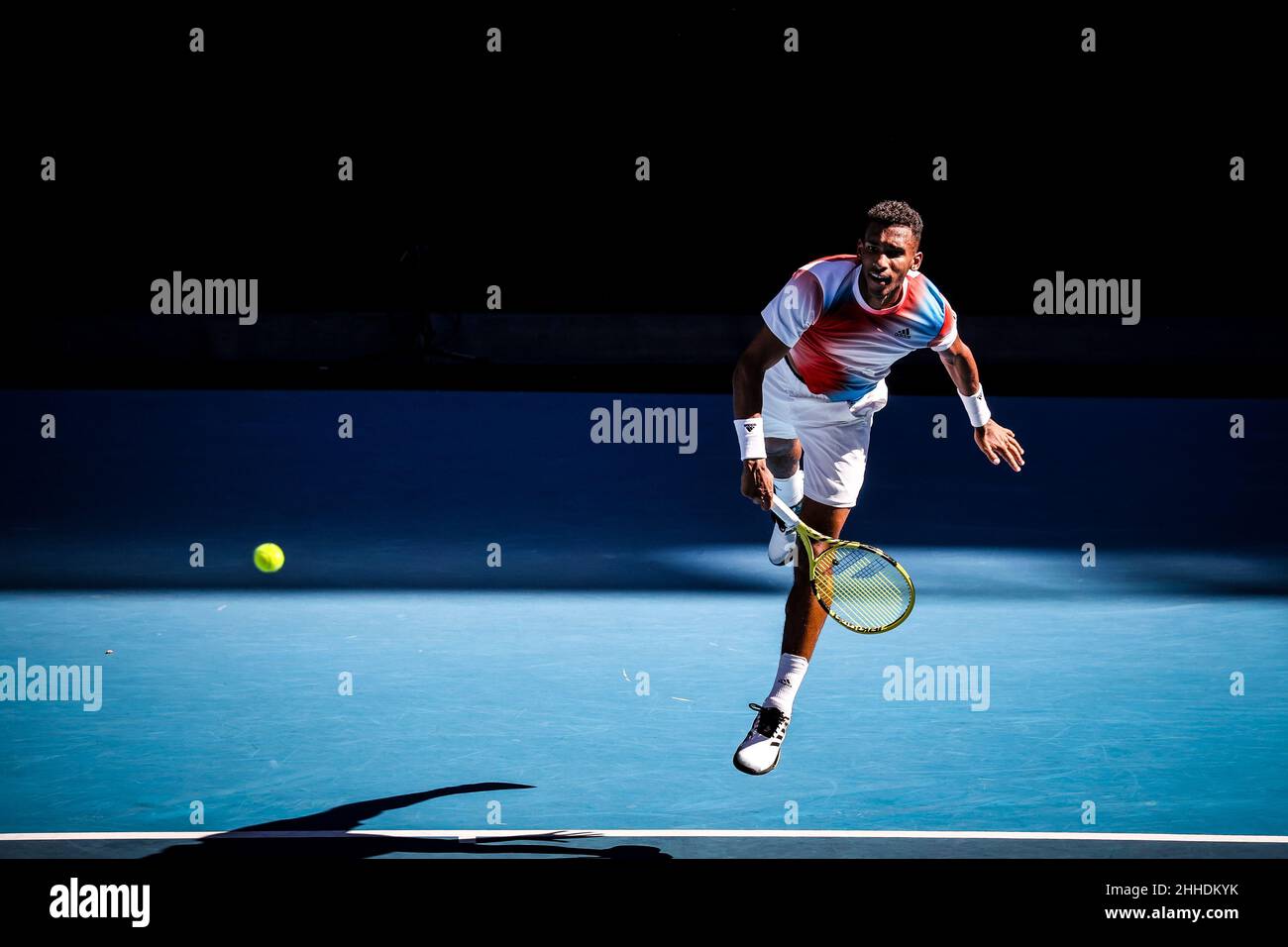 Melbourne, Victoria, Australia. 24th Jan, 2022. MELBOURNE, AUSTRALIA - JANUARY 24: Felix Auger ...