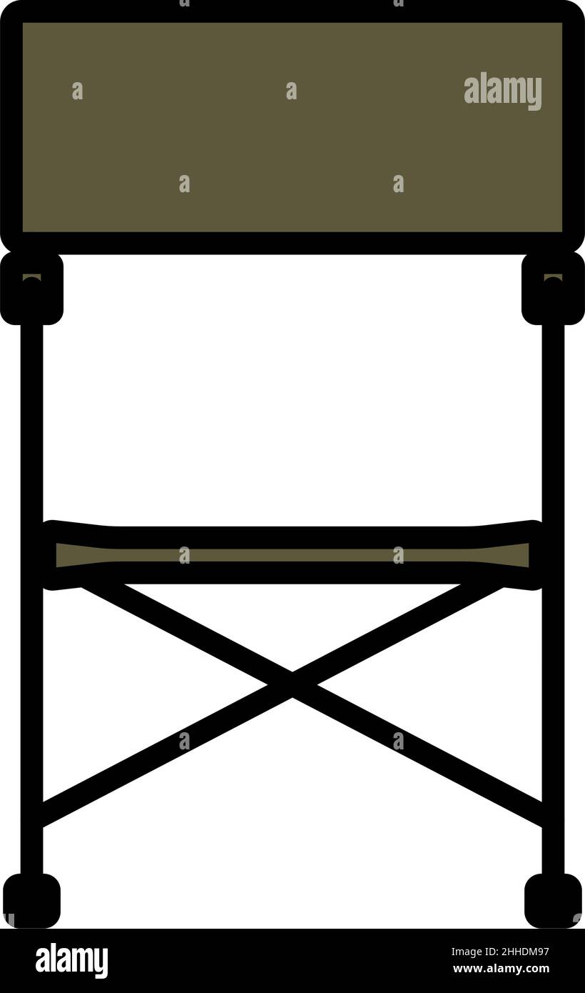 Icon Of Fishing Folding Chair. Editable Bold Outline With Color Fill ...