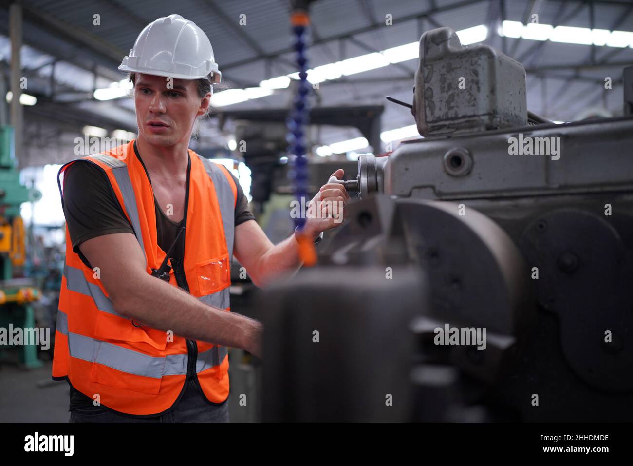 Male engineer metalworker industrial experienced operator technician ...