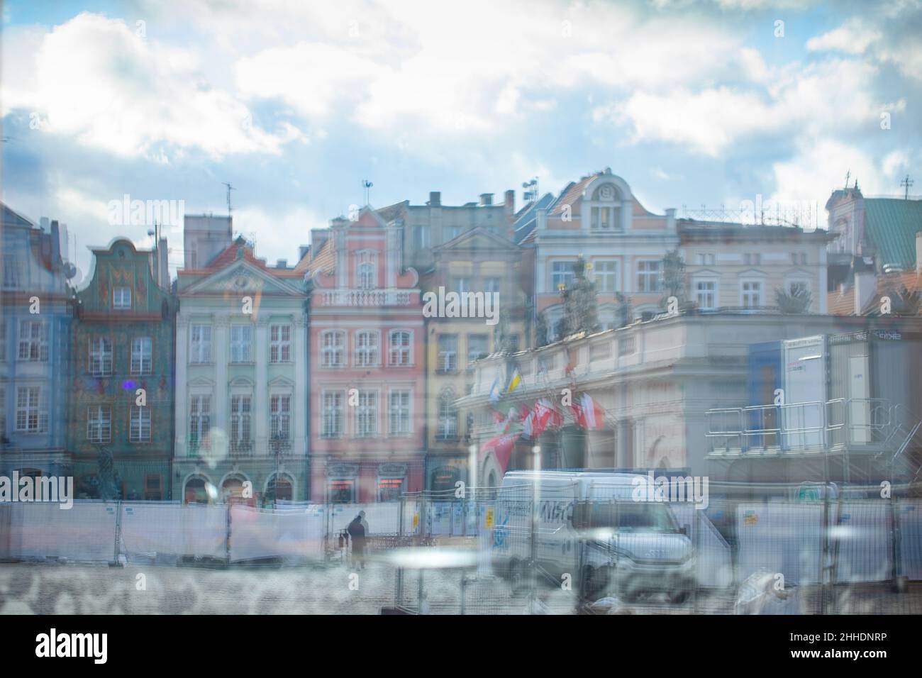 Landmarks Poznań, old architecture of the city centre, tenements ...
