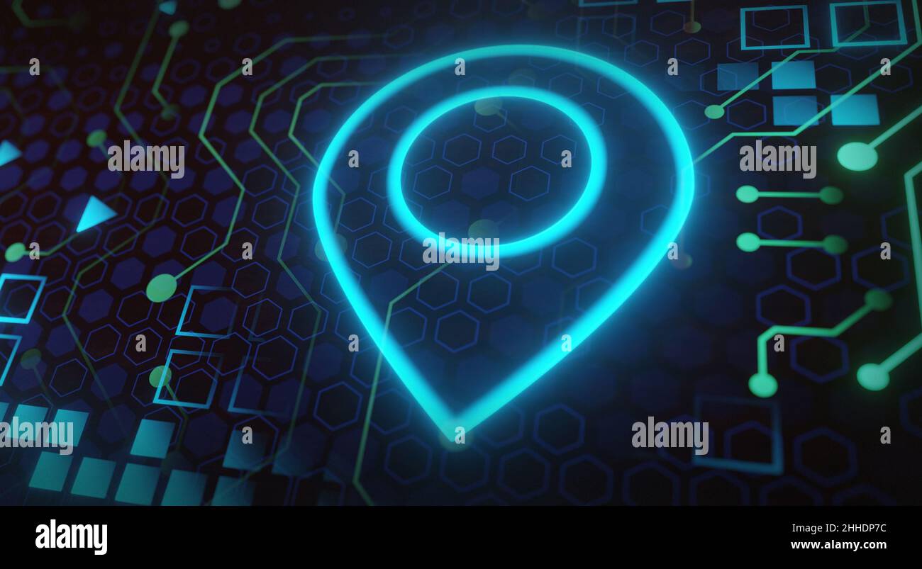 Futuristic Pin. Abstract three pin icon isolated. Transportation ...