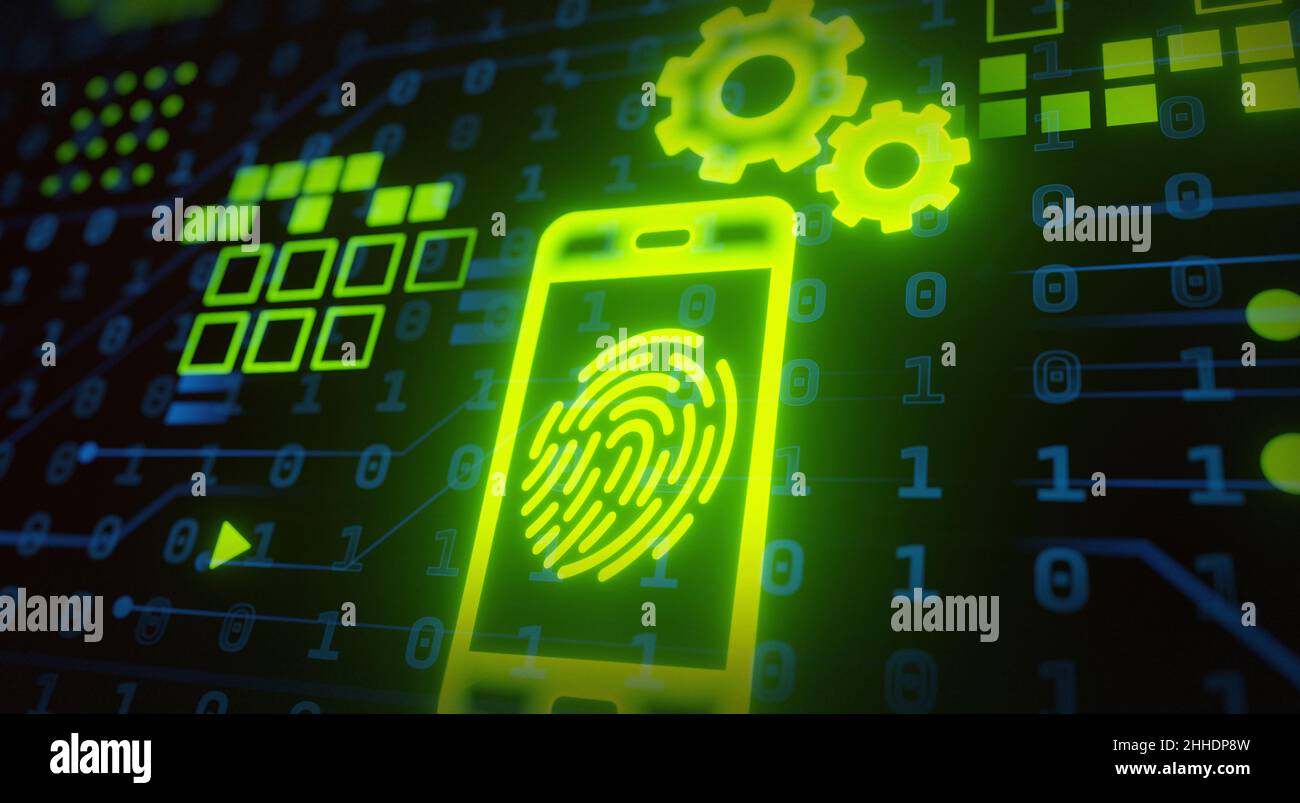 Smart phone security concept with Gears Stock Photo - Alamy