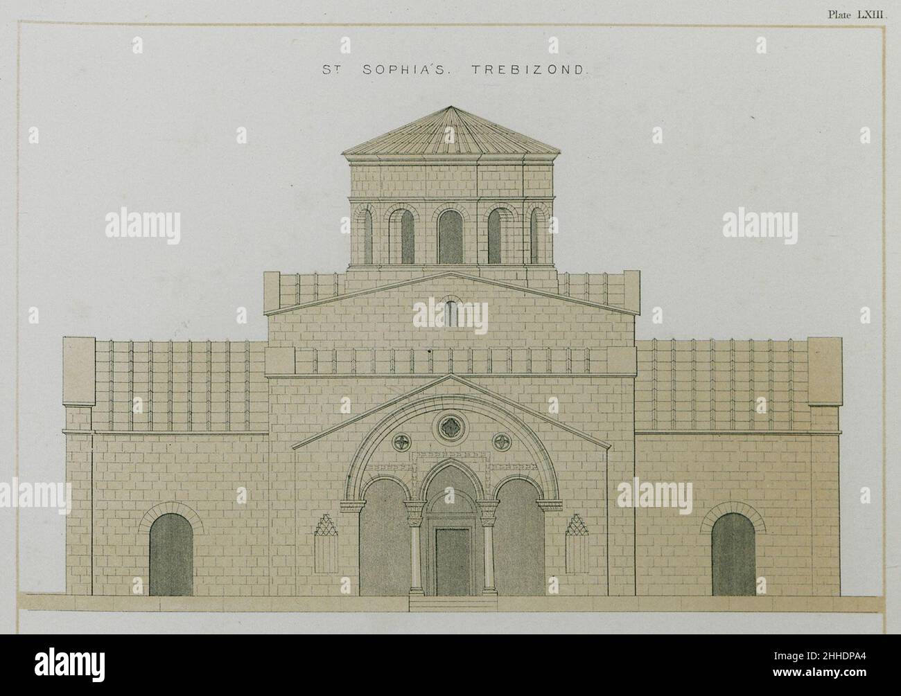St Sophia's, Trebizond West elevation - Texier Charles - 1864 Stock ...