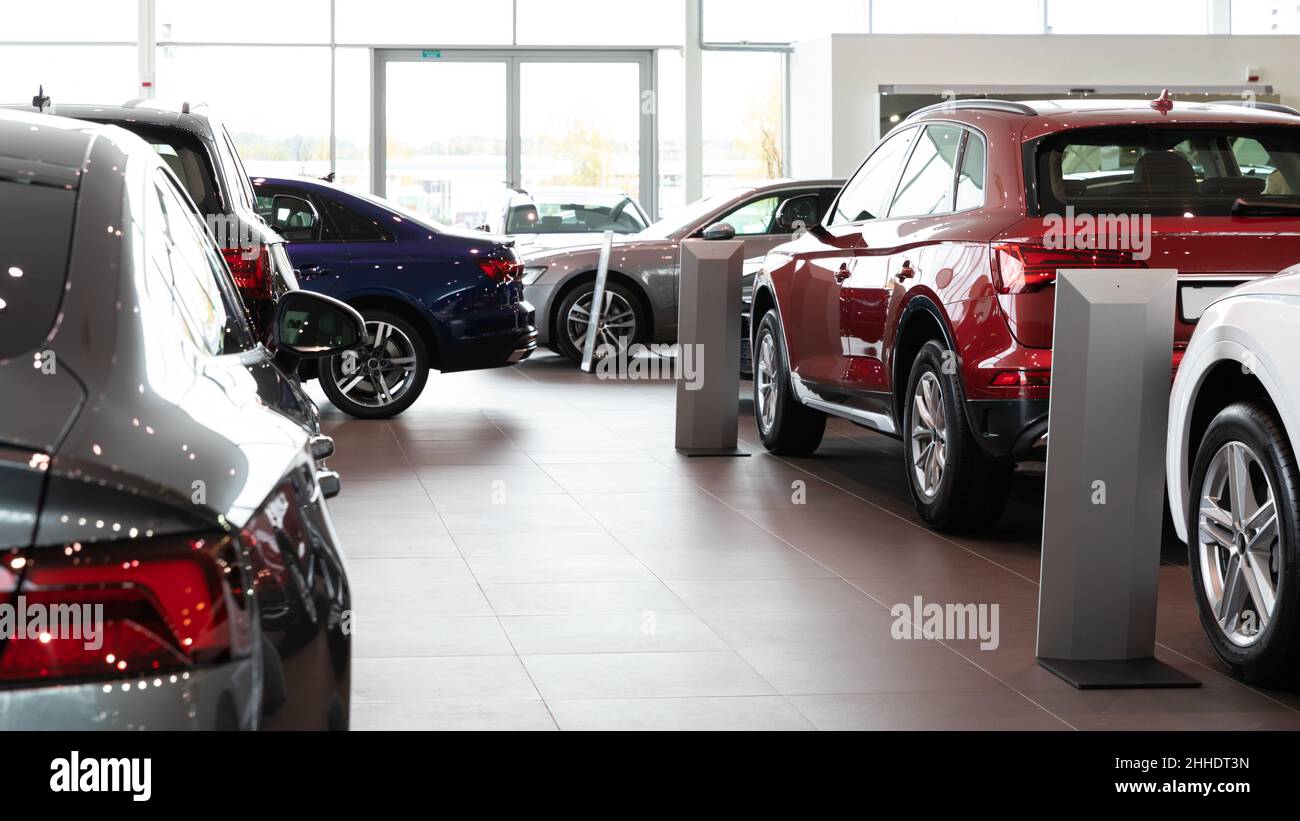 place of sale of premium class cars in a car dealership Stock Photo - Alamy