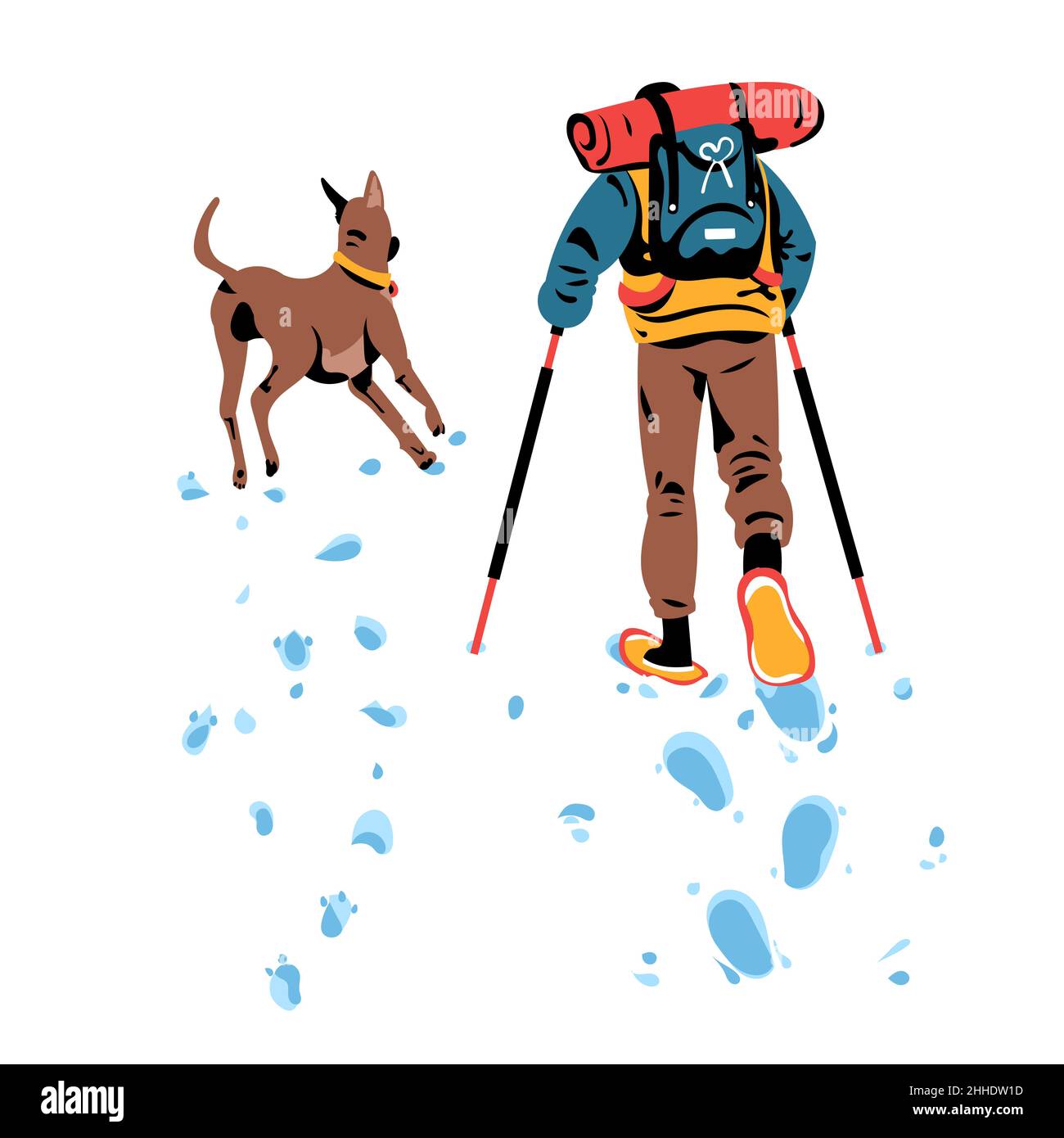 Hand drawn snowshoeing illustration Vector illustration Stock Vector ...