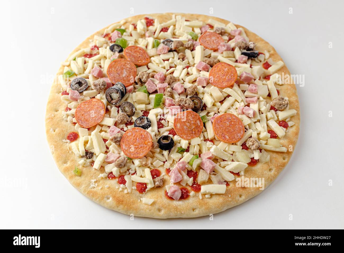 Frozen pizza on a white background Stock Photo - Alamy