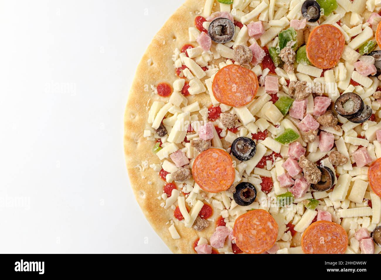 Frozen pizza on a white background Stock Photo - Alamy