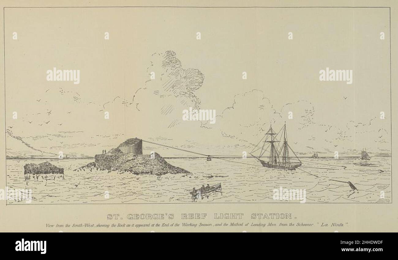 St. George Reef Lighthouse under construction Stock Photo - Alamy