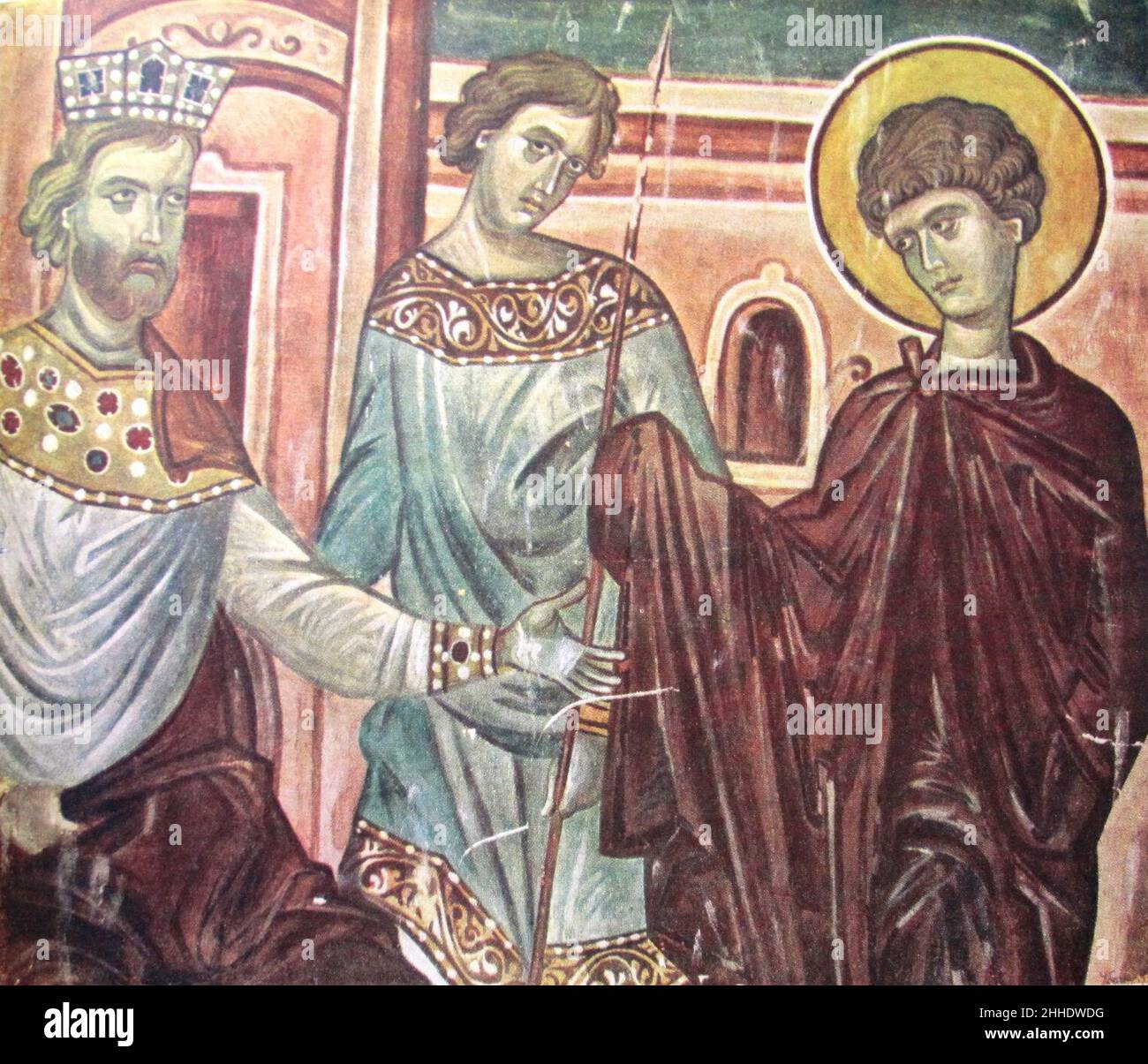 St. George before Diocletianus. A mural from the Ubisi Monastery ...