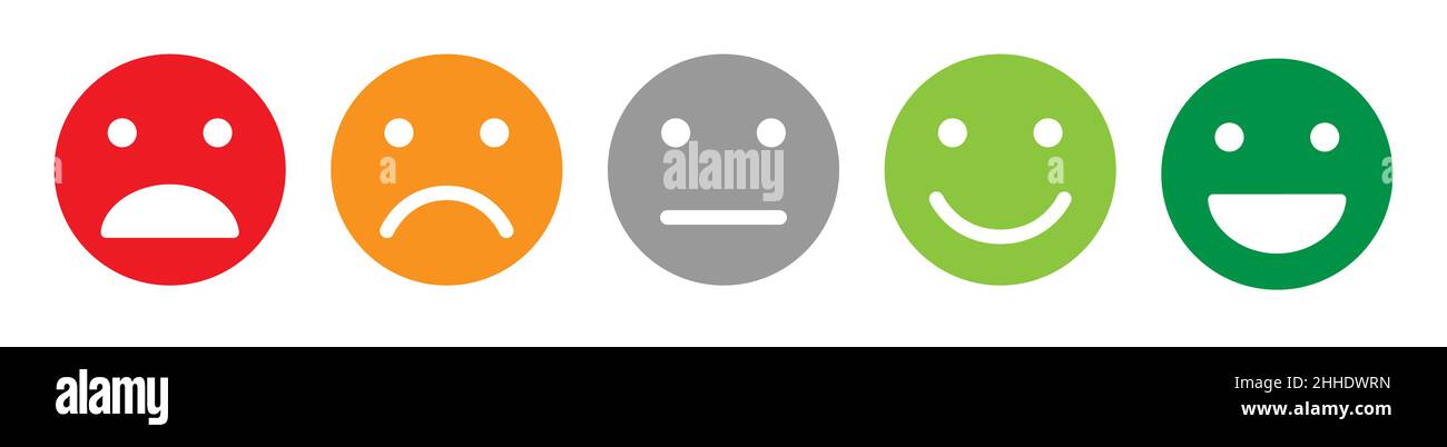 Color emotion faces, satisfaction level. Range to assess the emotions ...