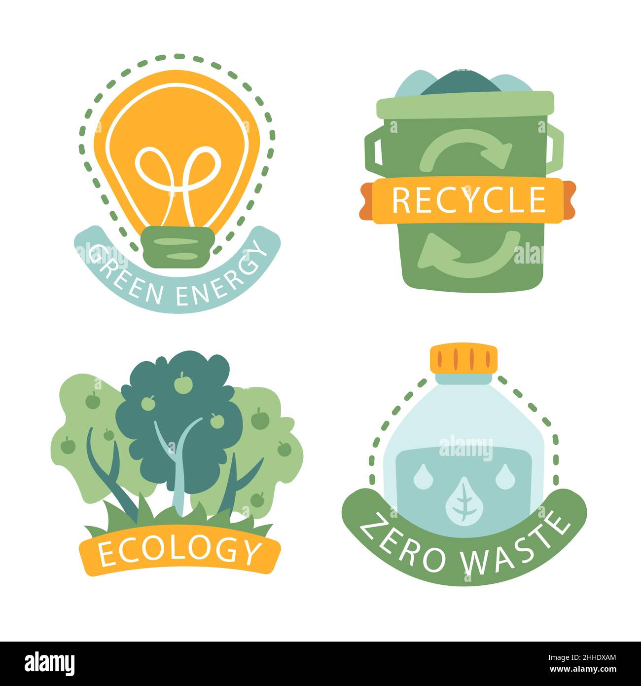 Hand drawn eco friendly labels Vector illustration Stock Vector Image ...
