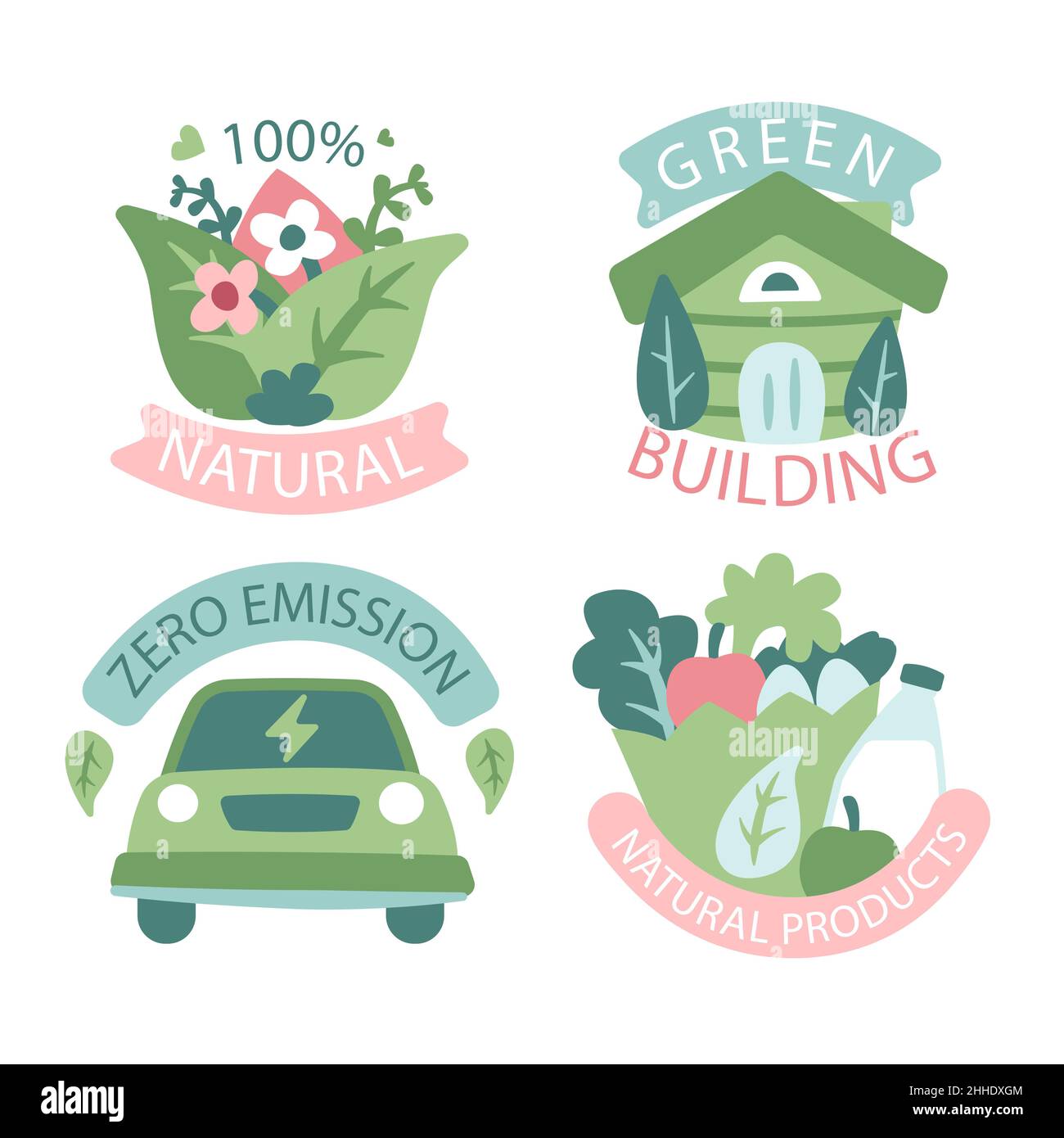 Hand drawn eco friendly label set Vector illustration Stock Vector ...