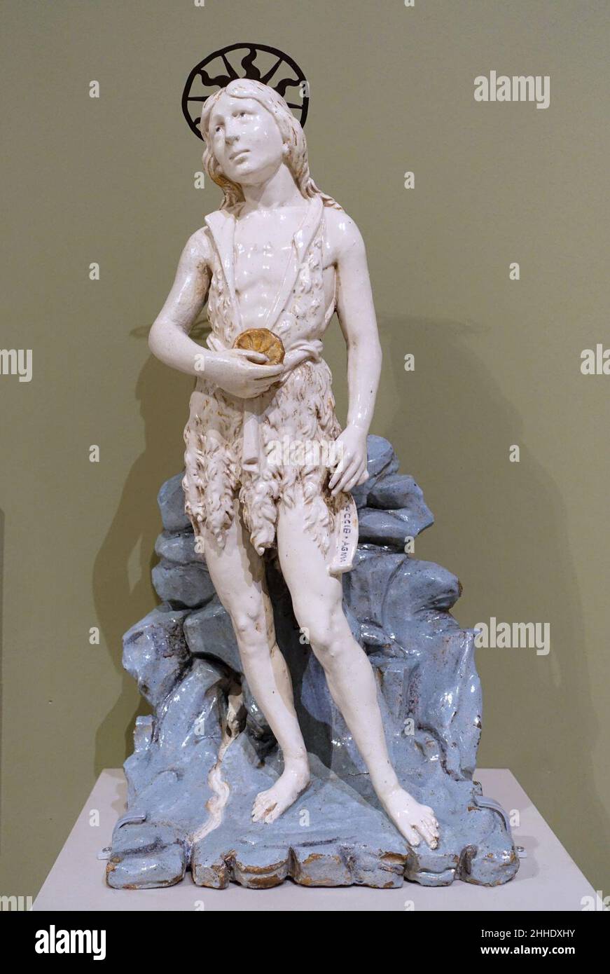St. John the Baptist by the Della Robbia studio, Florence, c. 1500, glazed baked clay Stock ...