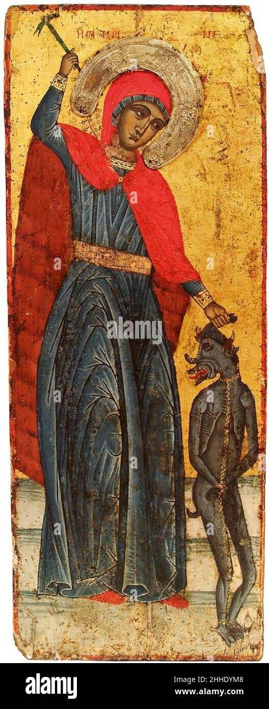 St. Marina killing the devil, around 1711 Stock Photo - Alamy