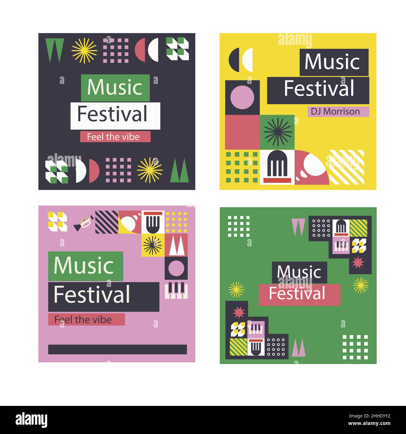 Flat design music festival label and badges Vector illustration Stock ...