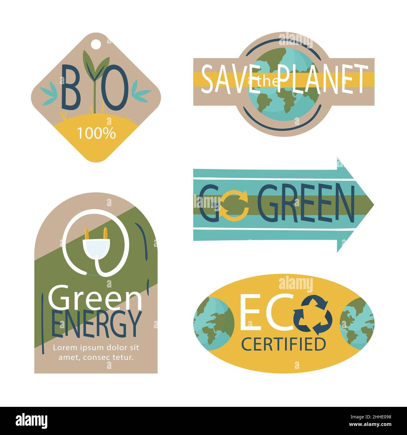 Flat design ecology label pack Vector illustration Stock Vector Image ...