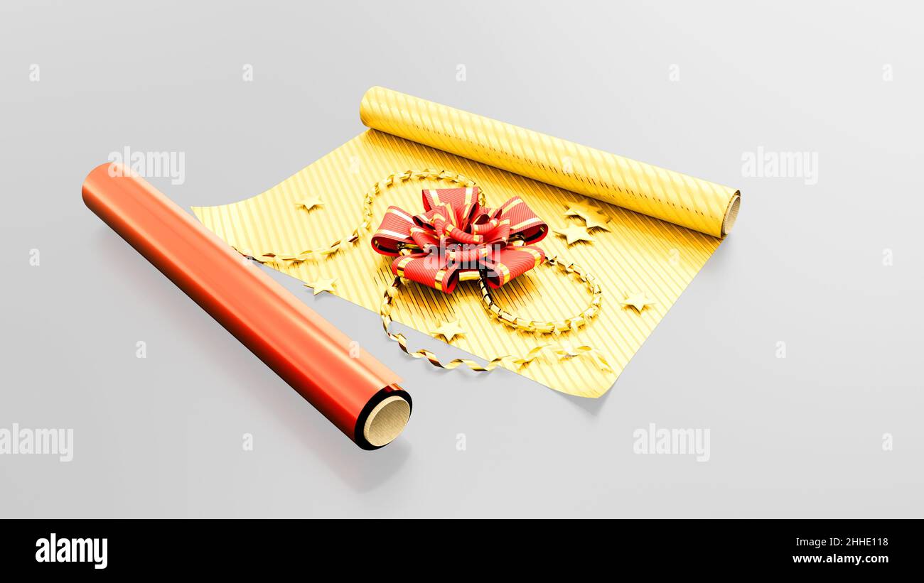 colorful wrapping paper on white backdrop, isolated - object 3D ...