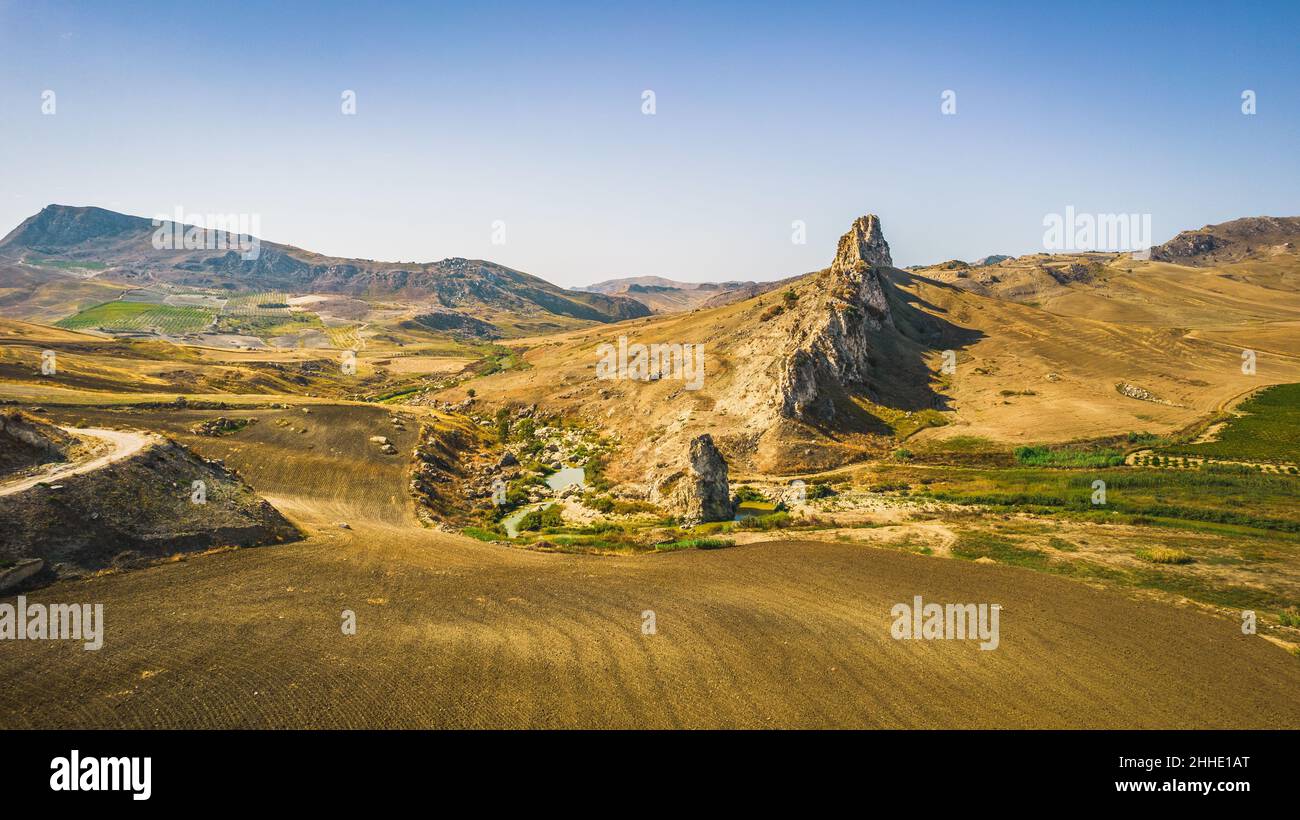 Salso River Valley Near Riesi and Sommatino, Province of Caltanissetta ...