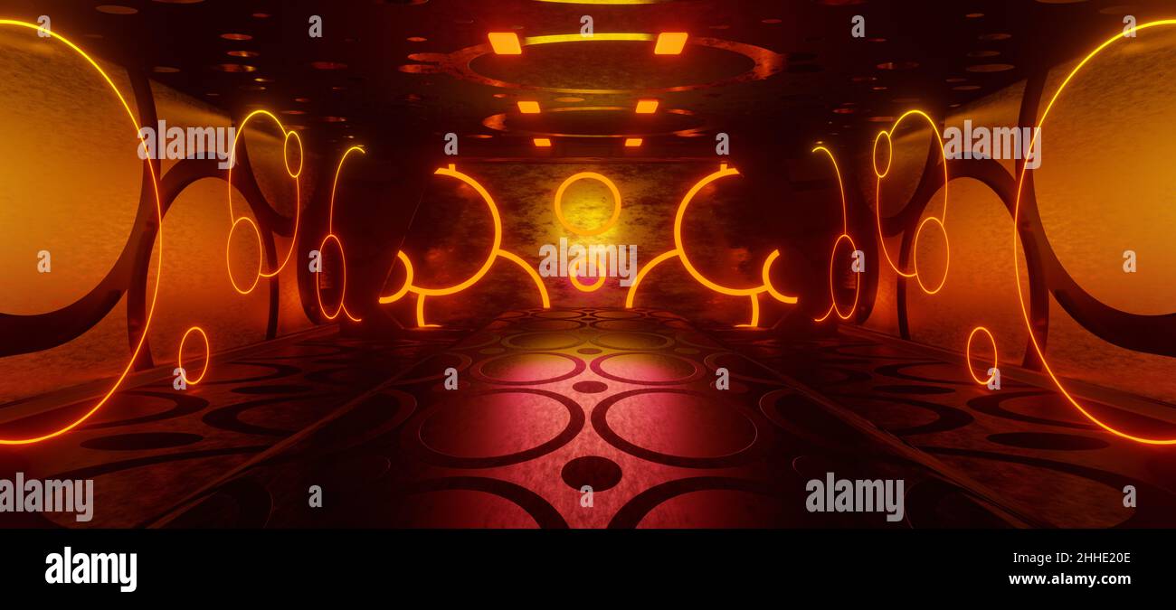 Artificial Intelligence Alien Interior Empty Studio Dark with Maroon ...