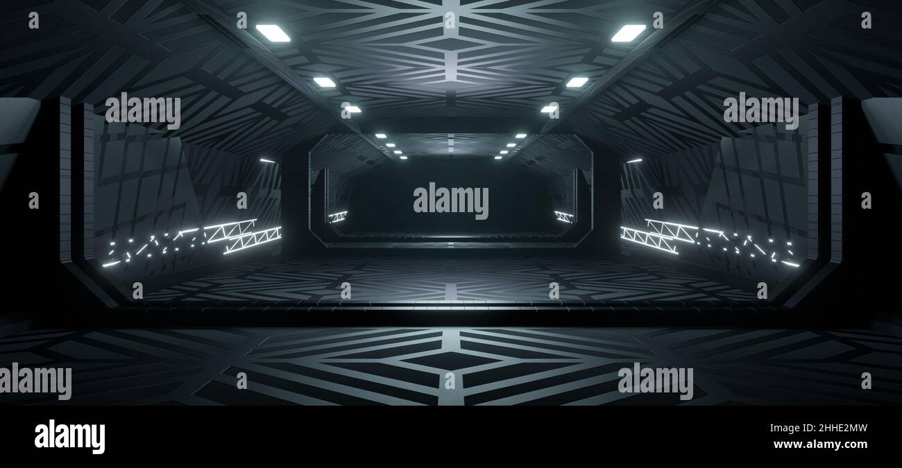 3d futuristic space facility corridor 3D rendering Stock Photo - Alamy