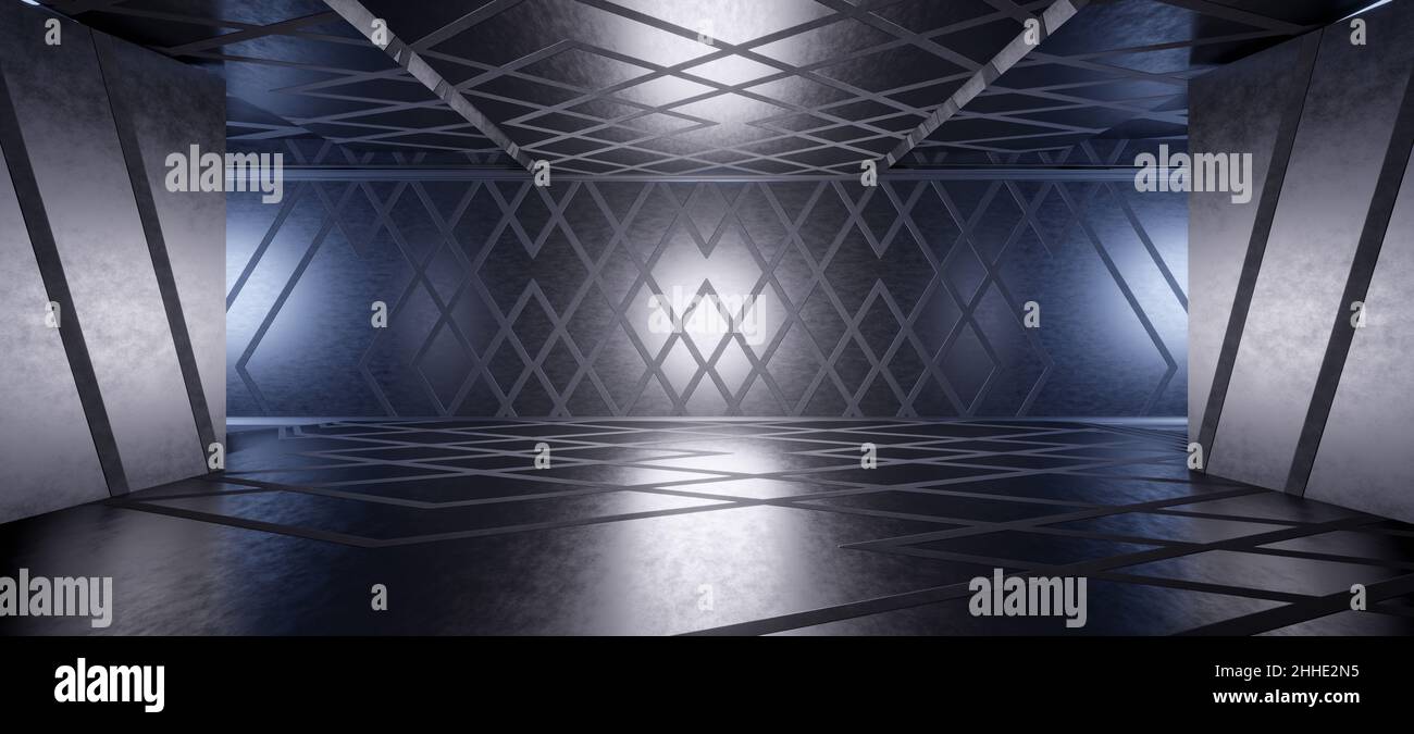 Empty Metallic Futuristic Room Stock Photo - Alamy