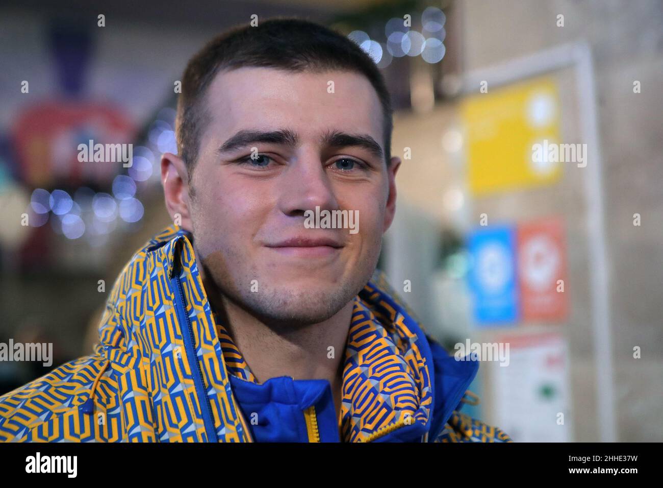 KYIV, UKRAINE - JANUARY 23, 2022 - Ukrainian skeleton racer Vladyslav ...