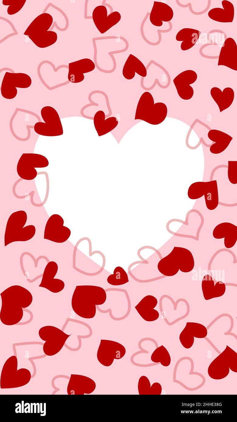 Romantic frame for Valentines day. Cute heart shape made of little ...