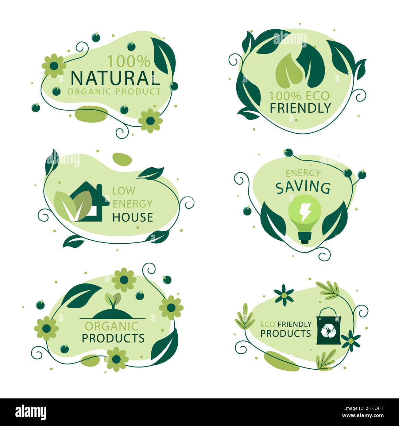 Flat design ecology label set Vector illustration Stock Vector Image ...