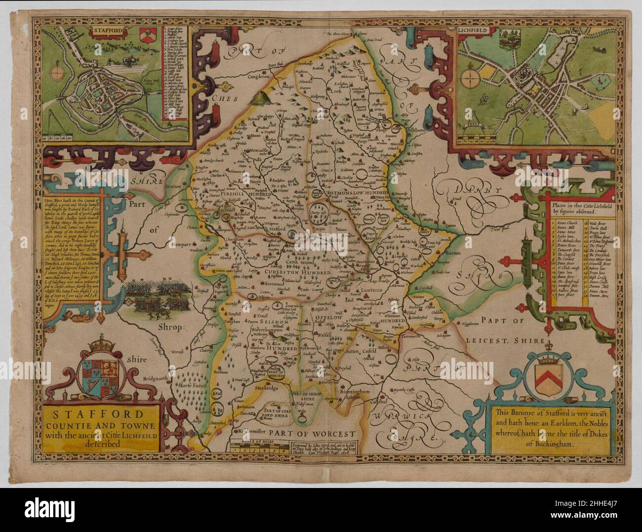 Staffordshire - John Speed map 1610 Stock Photo - Alamy