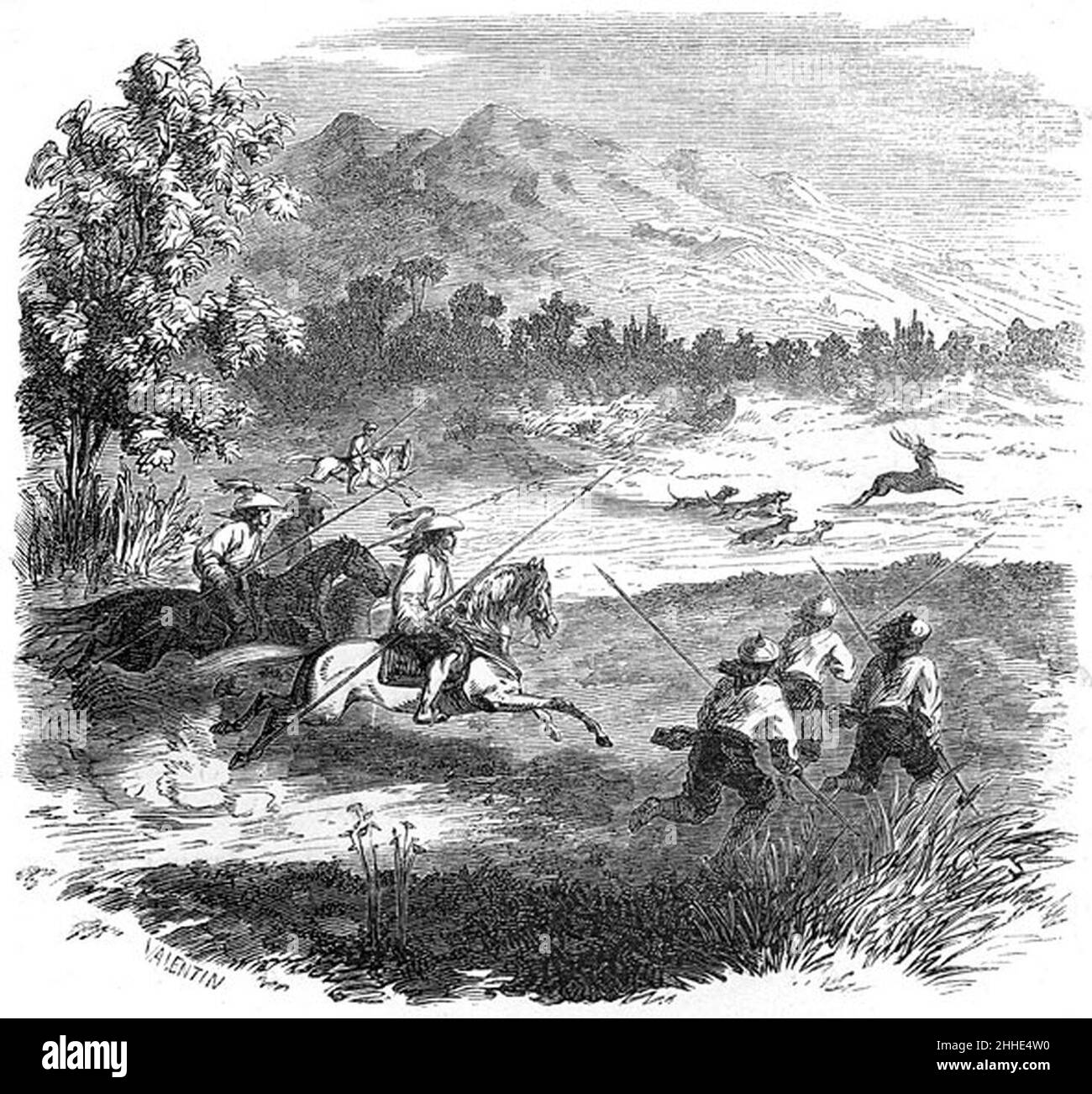 Stag hunting in the Philippines, early 1800s Stock Photo - Alamy