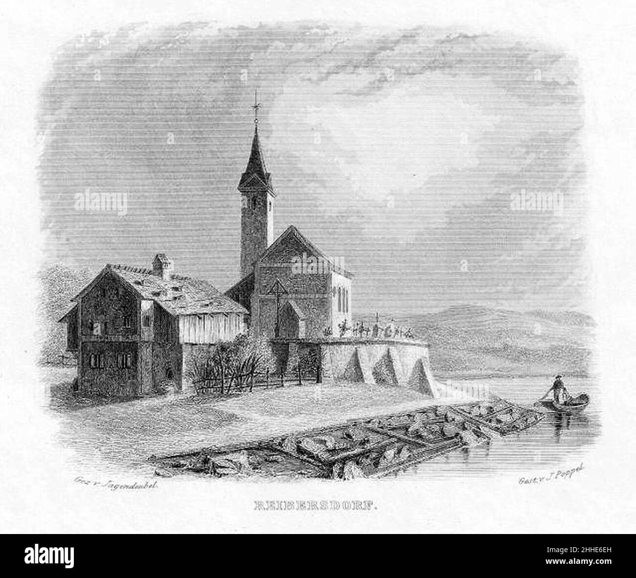 Stahlstich - Reibersdorf - St Martin - Poppel Stock Photo - Alamy