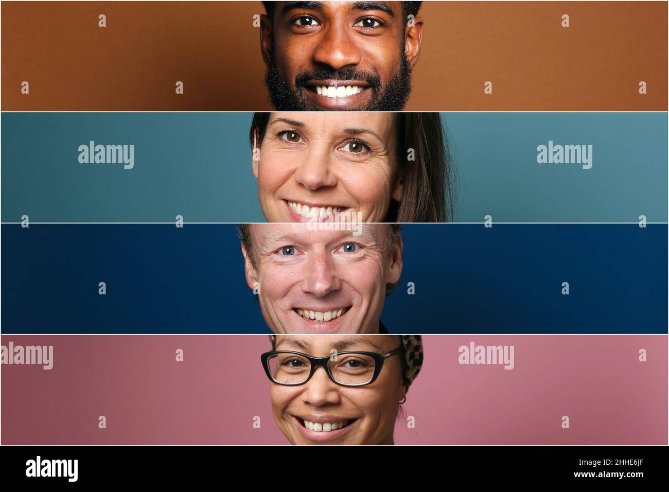 Group of people in a collage Stock Photo - Alamy